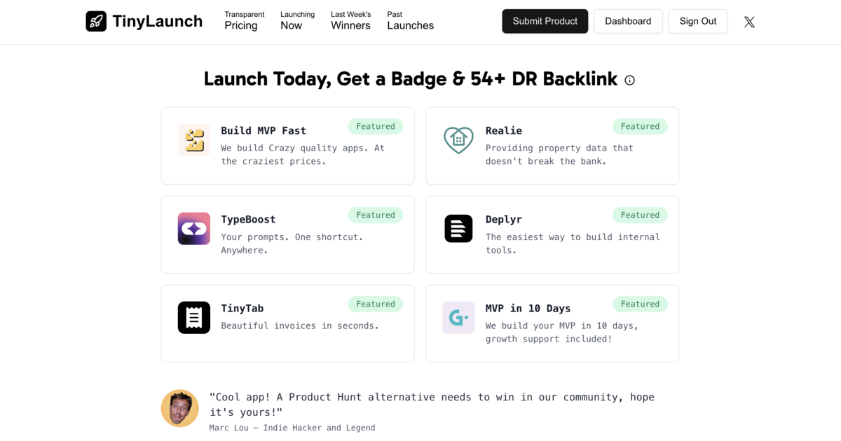 TinyLaunch - Product Launch Platform